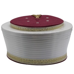 Claret Red & White Classic Imams Fez Hat, Taqiyyah Islamic Prayer Hat ...