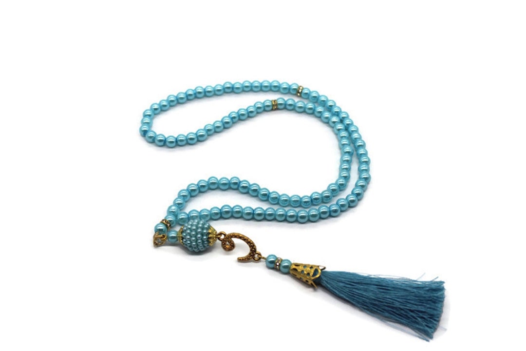 Turquoise Crystal Tasbeeh, 99 Prayer Beads, Misbaha, Tasbih Beads ...