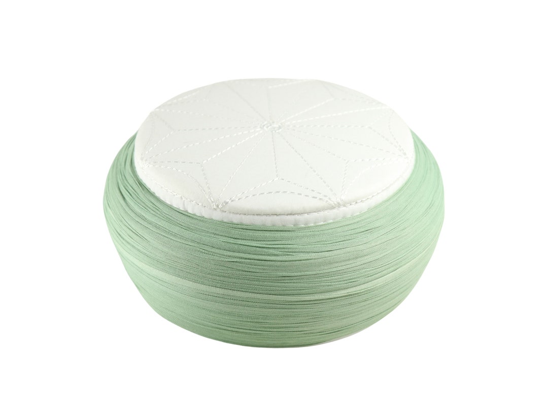 Handmade Dark Sea Green & White Sarik, Skullcap, Pecinya, Sorban Imamah ...