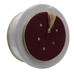 Claret Red & White Classic Imams Fez Hat, Taqiyyah Islamic Prayer Hat ...