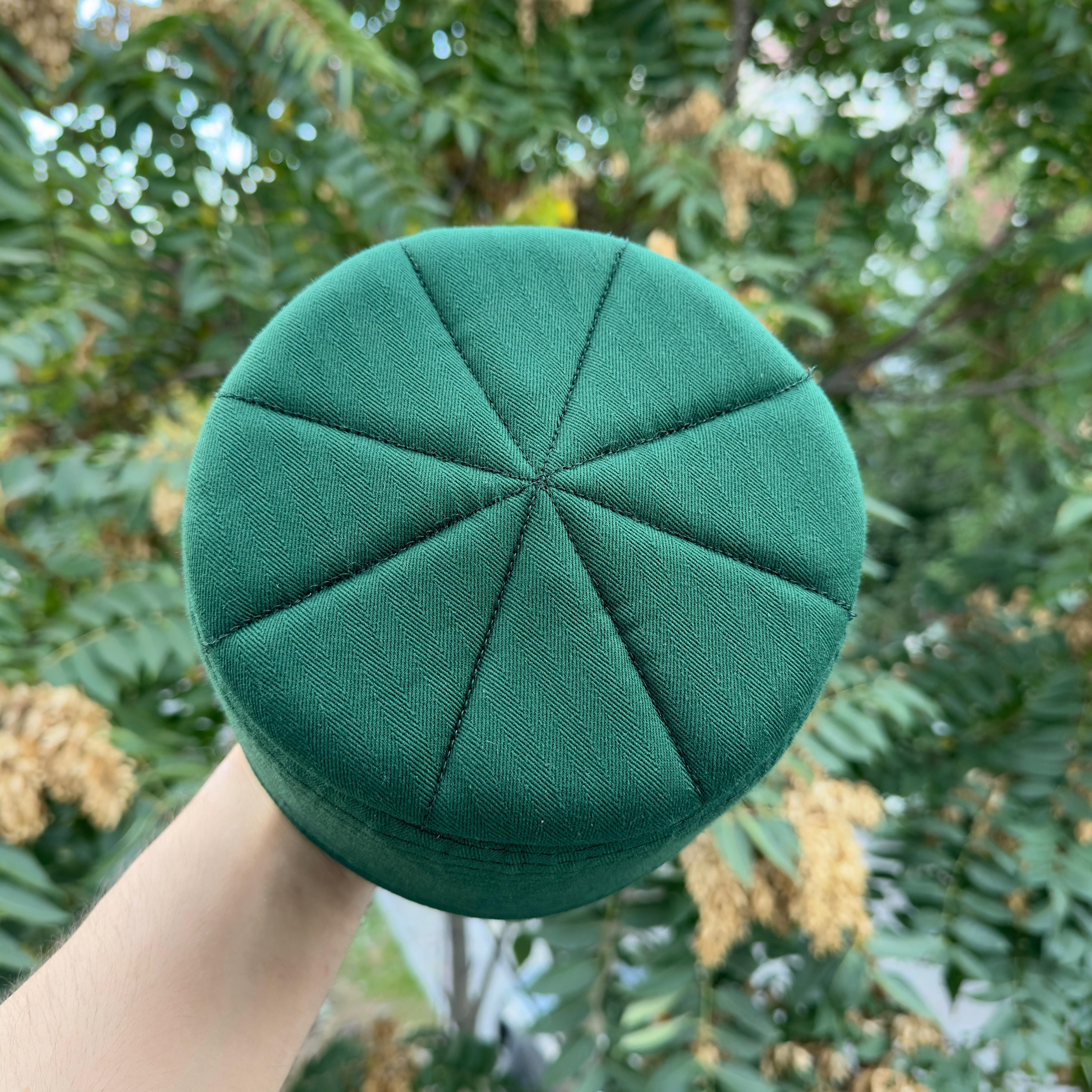Green Sufi Kufi Hat, Muslim Cap, Taqiya Takke Peci, Rigid Prayer Cap ...
