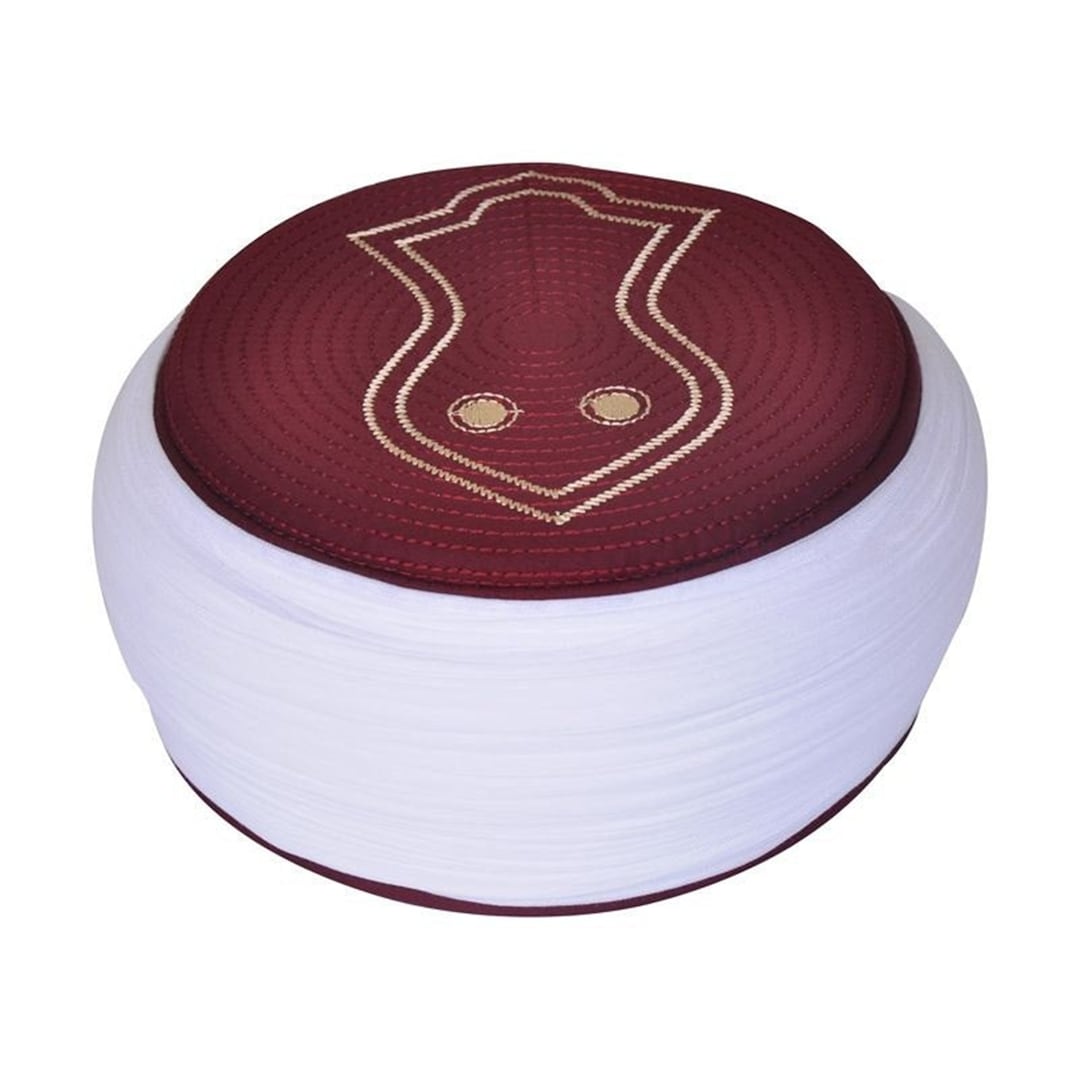 Handmade White & Red Sarik, Takke, Islam Prayer Hat With the Nalayn Red ...