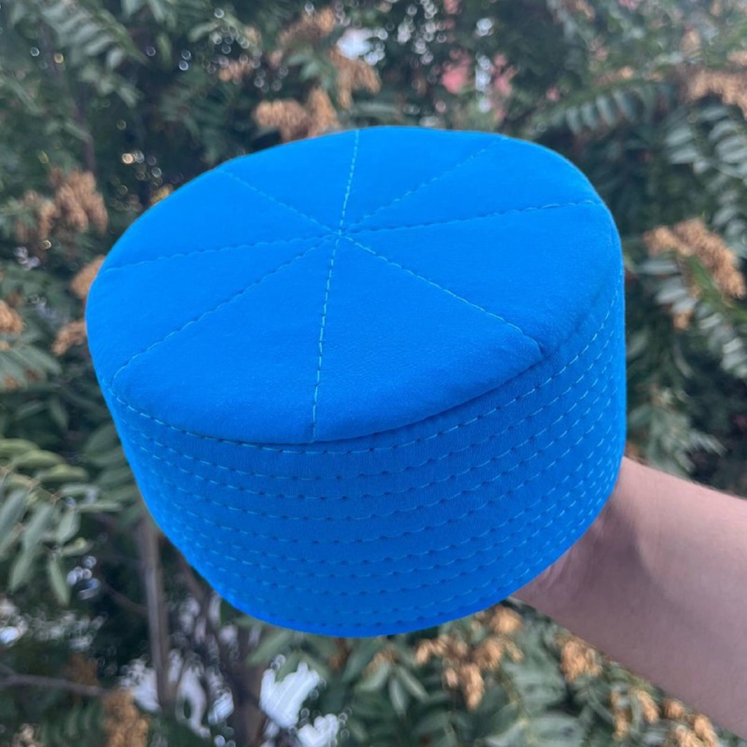 Plain Blue Kufi Hat, Islamic Beanie Prayer Hat, Ideal for Wrapping ...