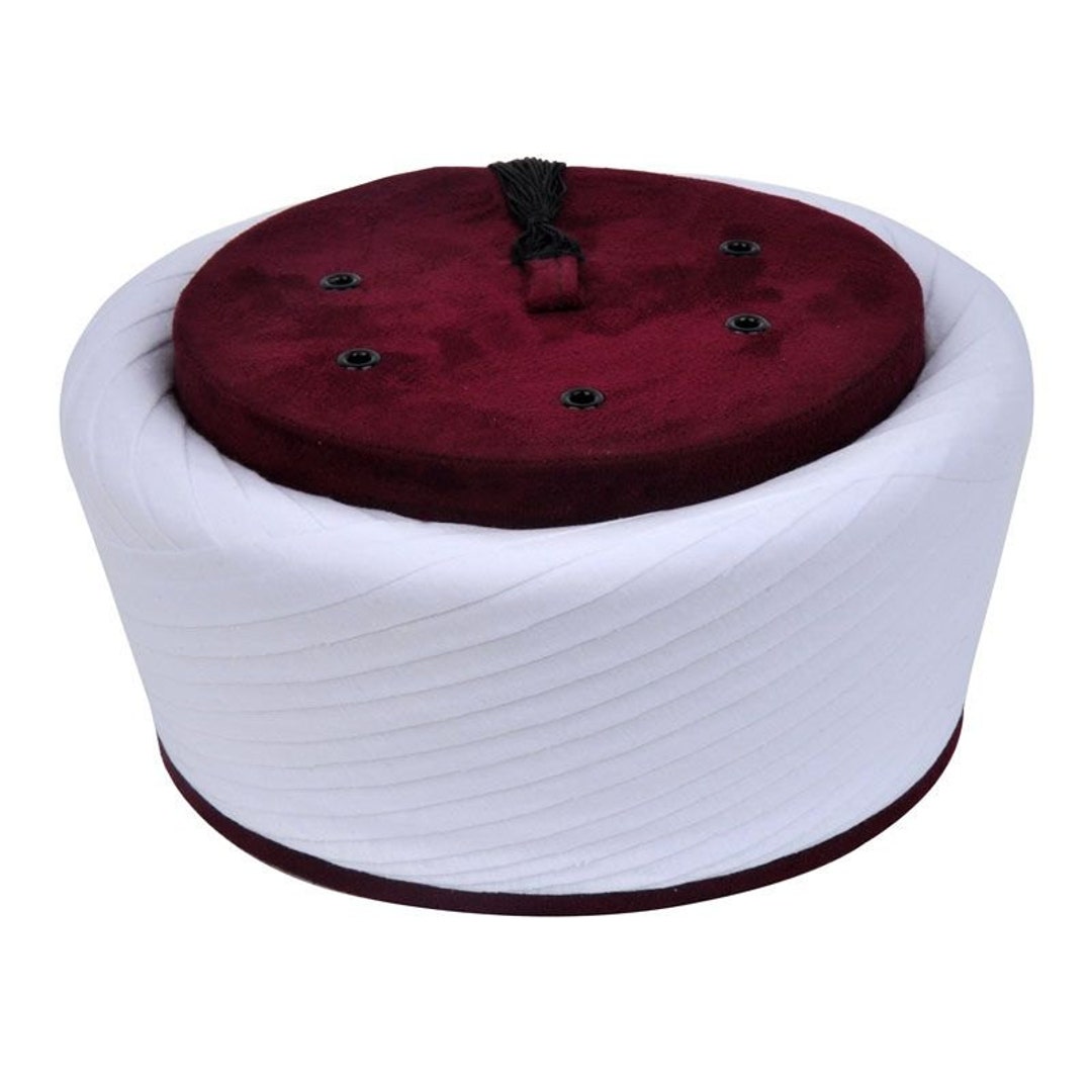SALE 58 CM Sarik Takke Islam Prayer Hat - Imam Red Kufi - Ottoman Style ...