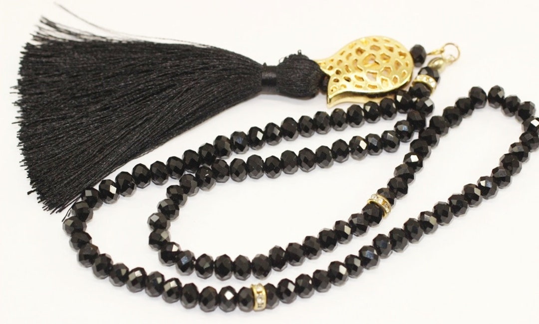Black Misbahas, Crystal Prayer Beads, Handmade Prayer Beads 99 Misbaha ...
