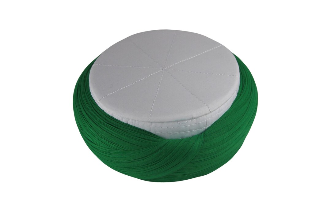 Handmade Lime Green & White Sarik, Skullcap, Pecinya, Sorban Imamah ...