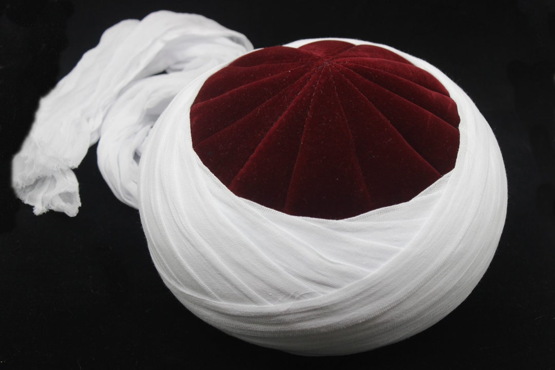 Bordeaux and White Dervish Hat, Unique Islamic Art, Dervish Clothin ...