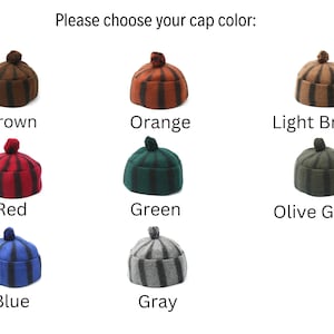 Handcrafted Brown and Black Striped Wool Hat With Pom-pom, Cozy Autumn ...