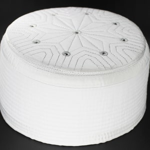 White Taqiyah With 9 Holes, Sunnah Wear, Muslim Hat, Muslim Cap, Islamic Gift, Koofi, Prayer Hat ...