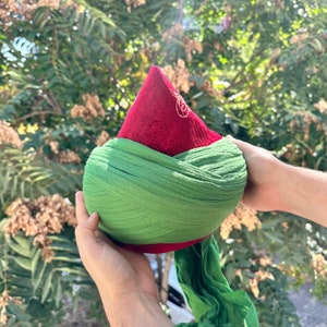 Red and Light Green Mens Haqqani Imamah, Cyprus Style Islamic Cap ...
