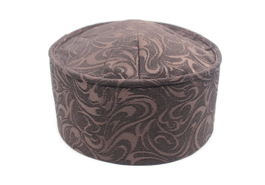 Handmade Brown Muslim Kufi Hat Taqiya Takke Peci Rigid Prayer Cap ...