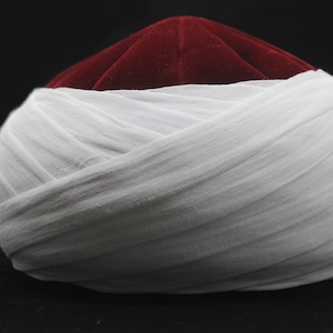 Bordeaux and White Dervish Hat, Unique Islamic Art, Dervish Clothin ...