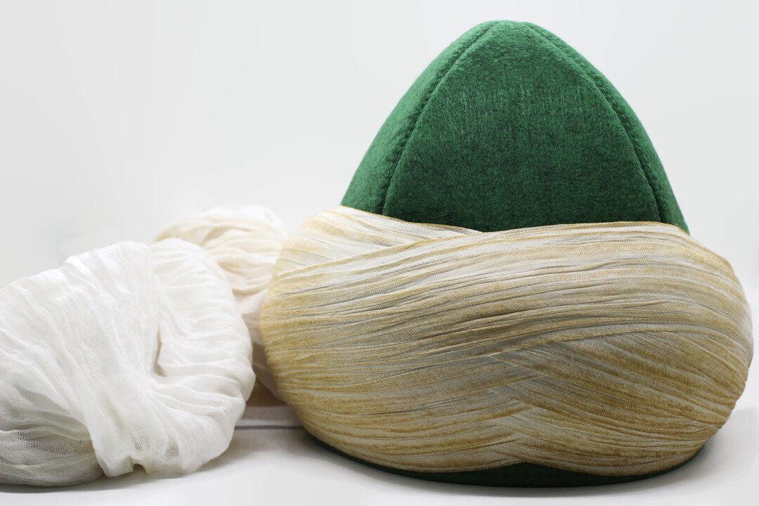 Handmade Green Yunus Emre Imamah, Unique Islamic Art, Imam Pagri Imama ...