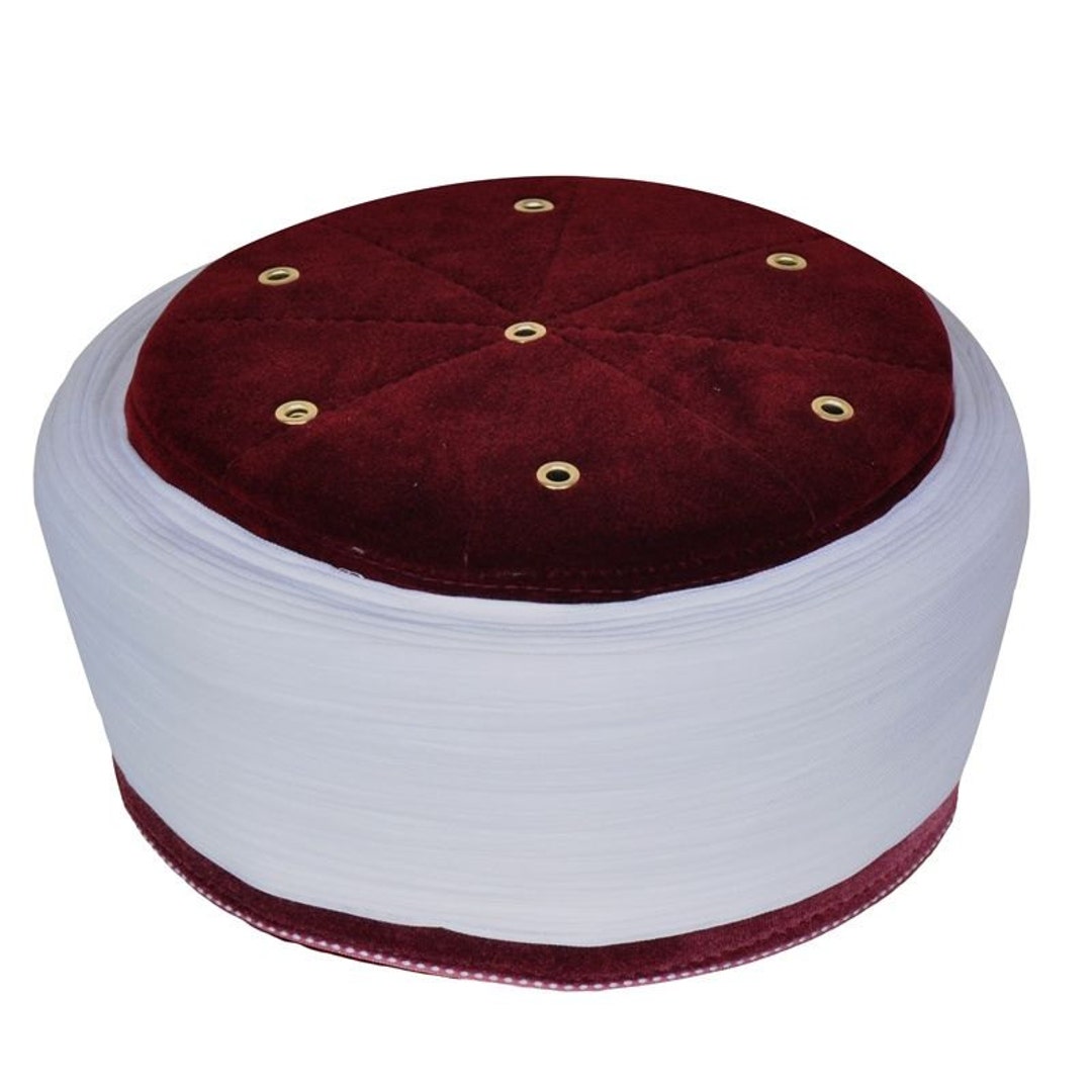 Hand Made Unique Art Red 6 M Cloth Islamic Wear Kufi Imamah Cap ...