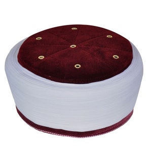 Hand Made Unique Art Red 6 M Cloth Islamic Wear Kufi Imamah Cap ...