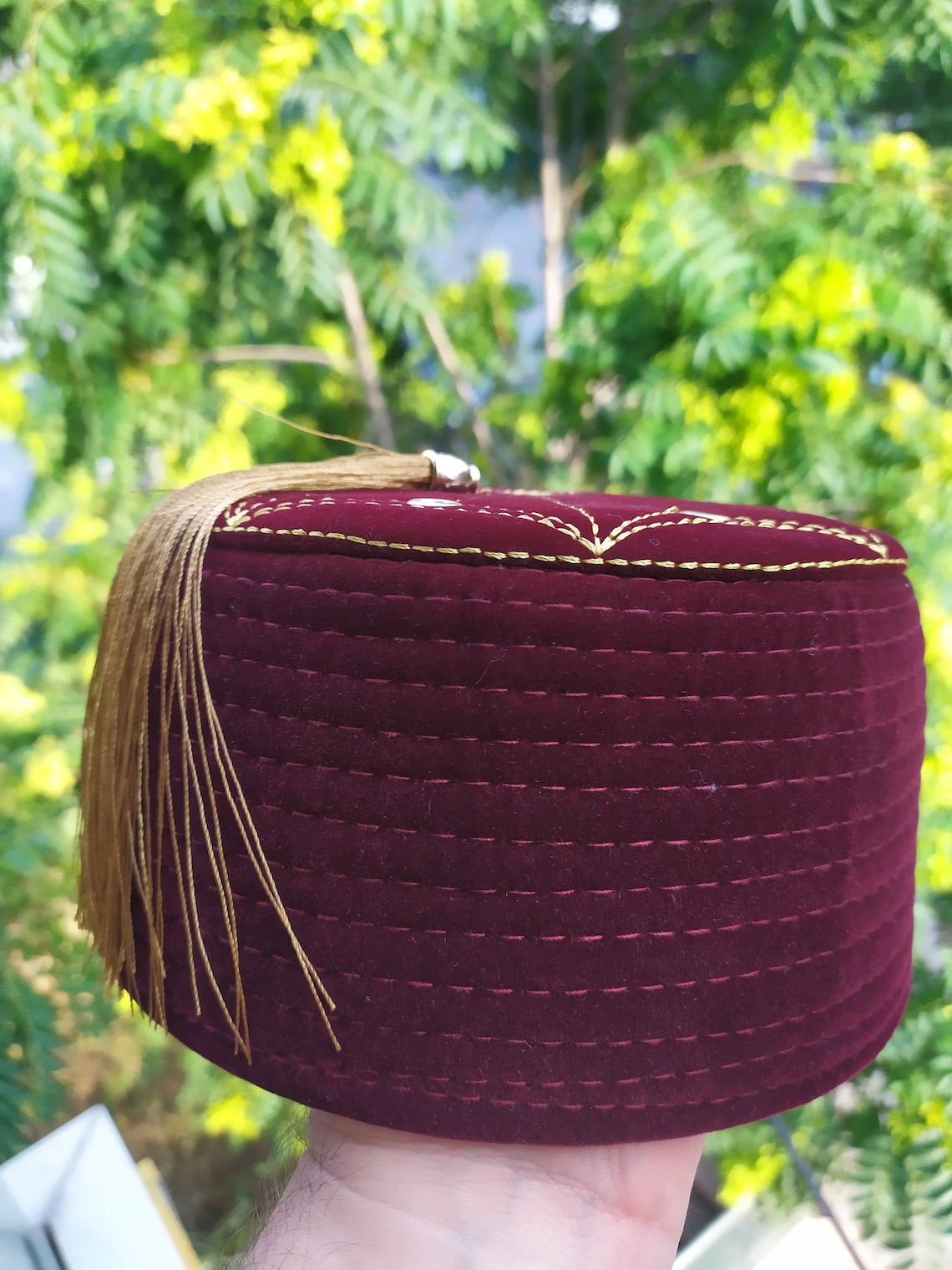 Genuine Red Egyptian Turkish Red Fez Tarboush Hat Gold Tassel, Doctor ...