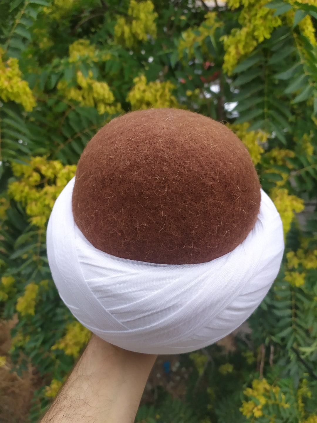 Unique Art Wool Felt Mawlawi Hat With White Turban, Mevlana Sufi Kufi ...