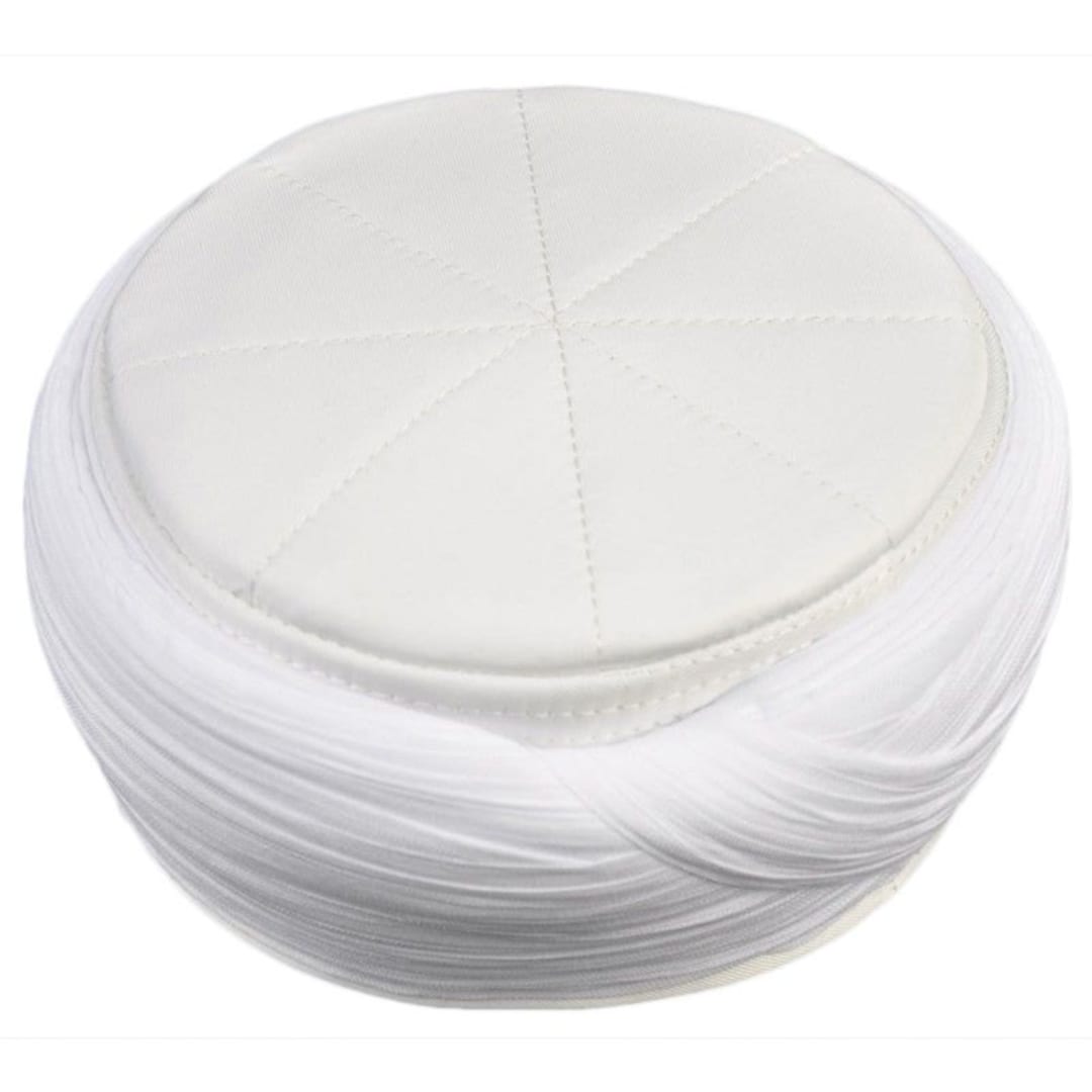 Hand Made Islamic Prayer Hat - White Mens Kufi Cap - Sarik - Skull Cap ...