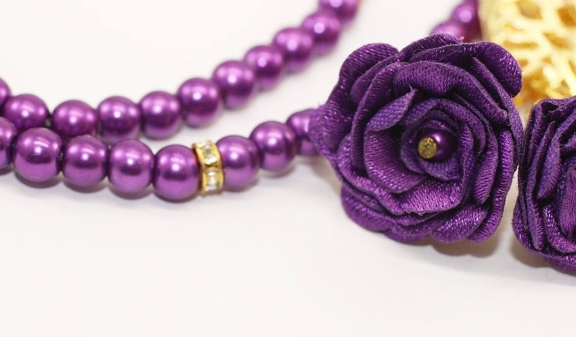 Purple Misbahas, Prayer Beads With Rose, Handmade Prayer Beads 99 ...
