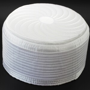 White Taqiyah Embroidered Spiral, Sunnah Wear, Muslim Hat, Muslim Cap, Islamic Gift, Koofi ...