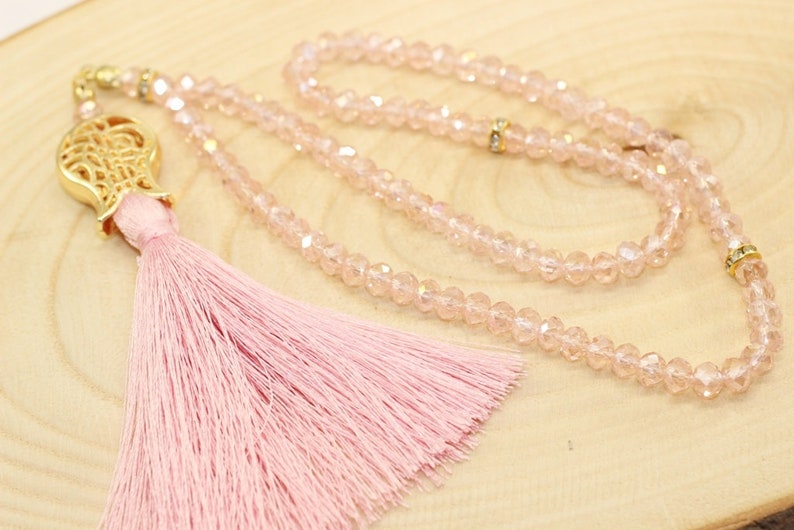 Light Pink Misbahas, Crystal Prayer Beads, Handmade Prayer Beads 99 ...