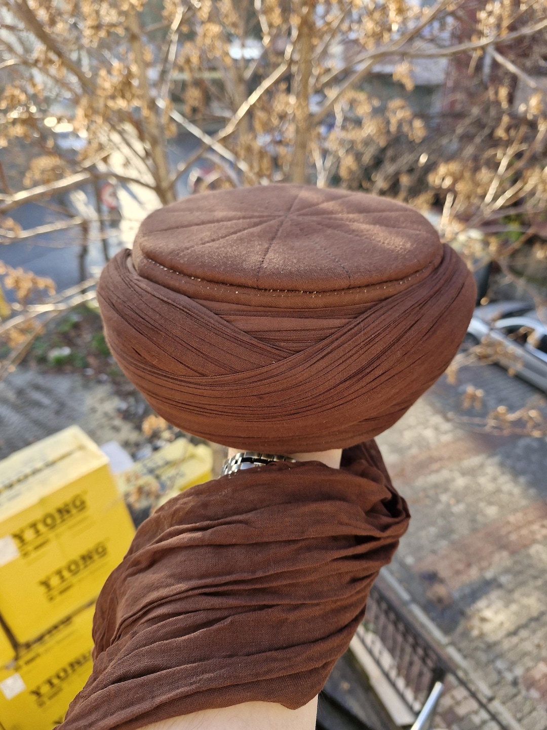 Saladin Deep Brown Imamah, Unique Islamic Art, Salah Ad Din Imam Pagri ...