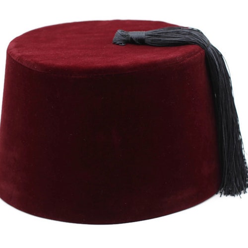Egyptian Turkish Red Fez Tarboush Hat Black Tassel 22.5 - Etsy