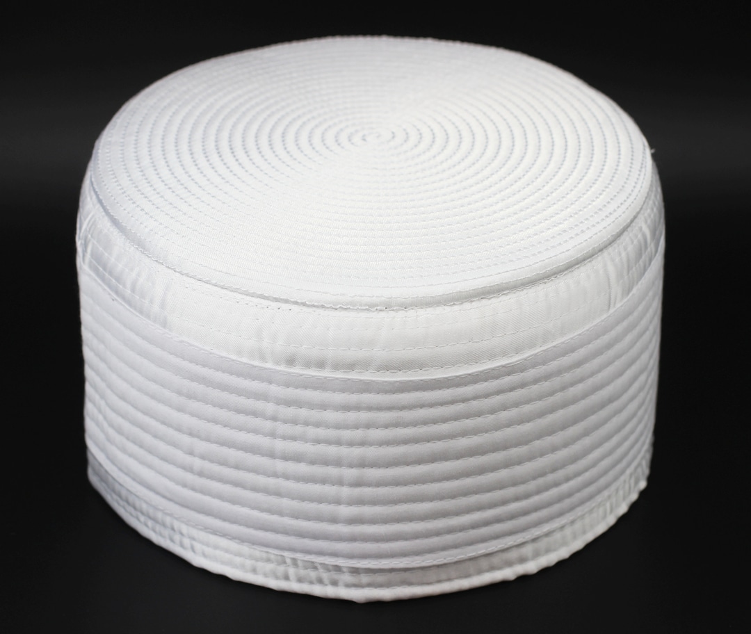 White Embroidered Circle Taqiyah, Sunnah Wear, Muslim Hat, Muslim Cap ...