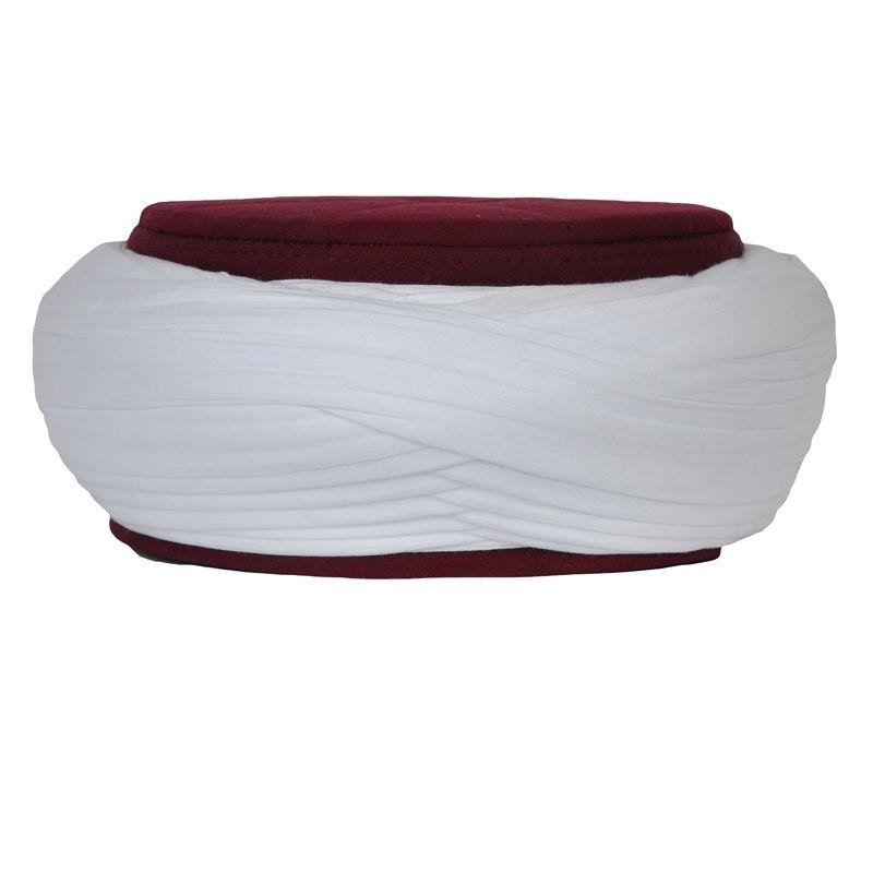 Handmade Imamah - Islamic Unique Art Red and White 8m Cloth Imamah ...