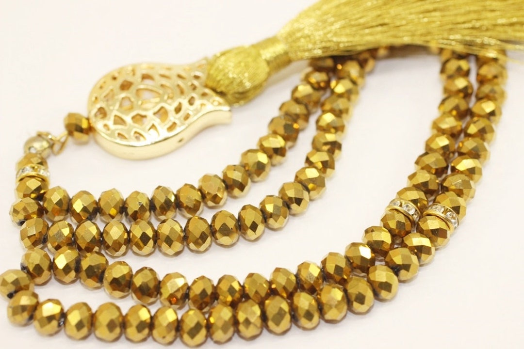 Yellow Misbahas, Crystal Prayer Beads, Handmade Prayer Beads 99 Misbaha ...