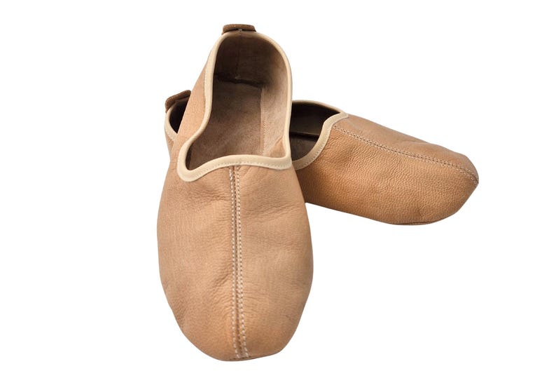Leather House Shoes for Men, Vegetable Tanned Handmade Soft Grounding ...