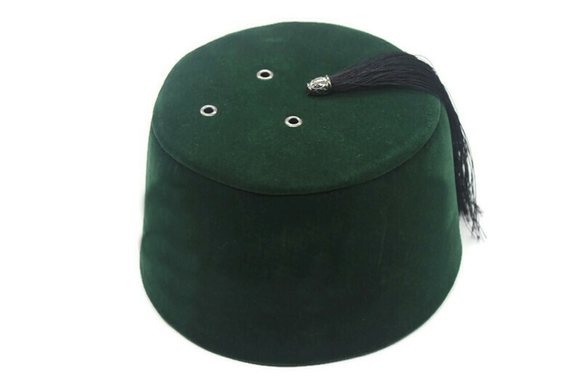Genuine Egyptian Turkish Green Fez Tarboush Hat Black Tassel, Doctor ...