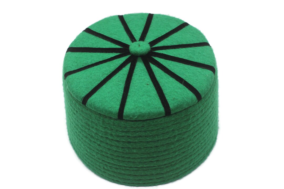 58 Cm SALE Genuine Felt Islamic Hat, Baklawa Design Green to Black ...