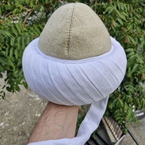 Al Ghazali White and Cream Imamah, Ulama Islamic Hat, Ottoman Woolen ...