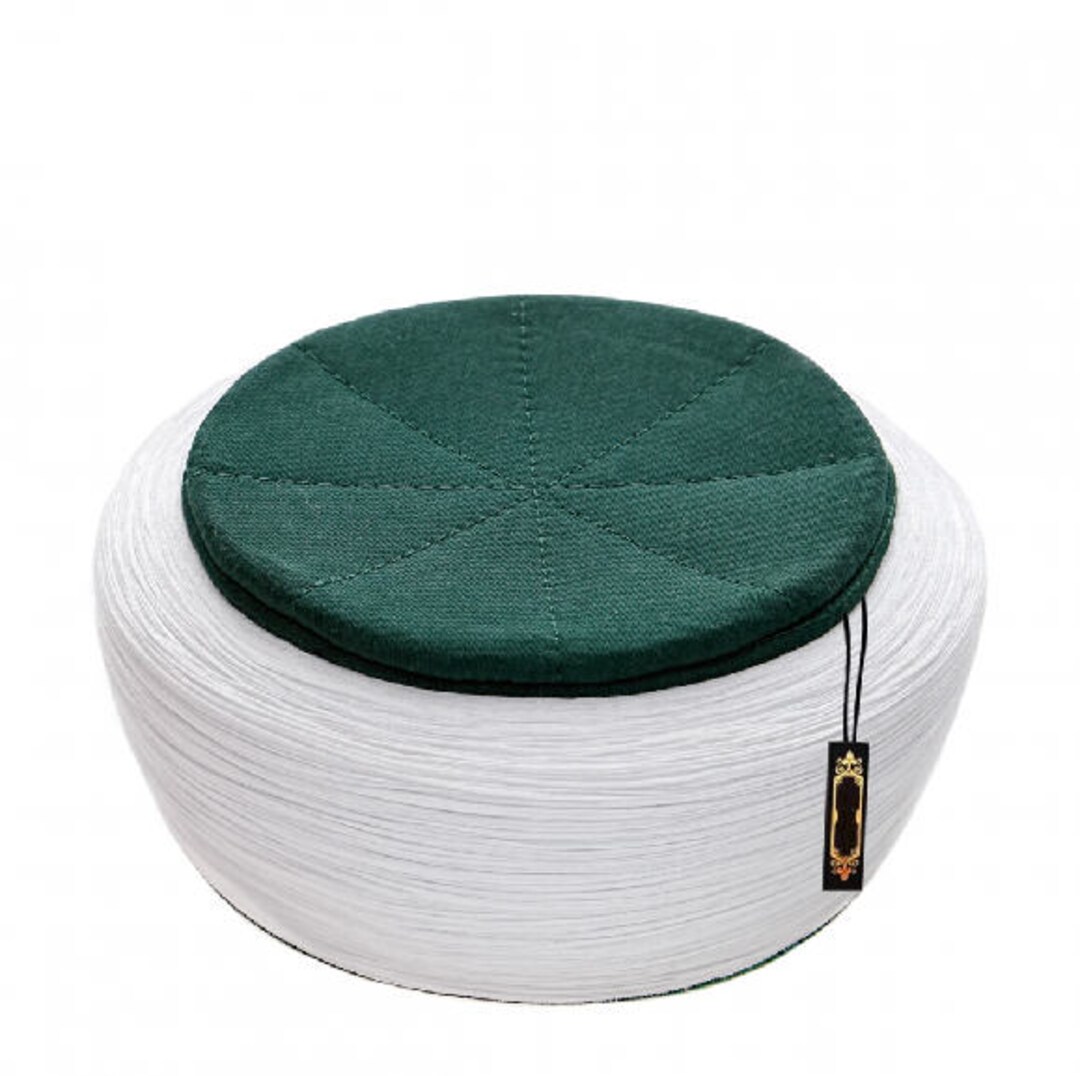 Handmade Green & White Sarik, Pecinya, Sorban, Imamah, Kufi Cap, Muslim ...