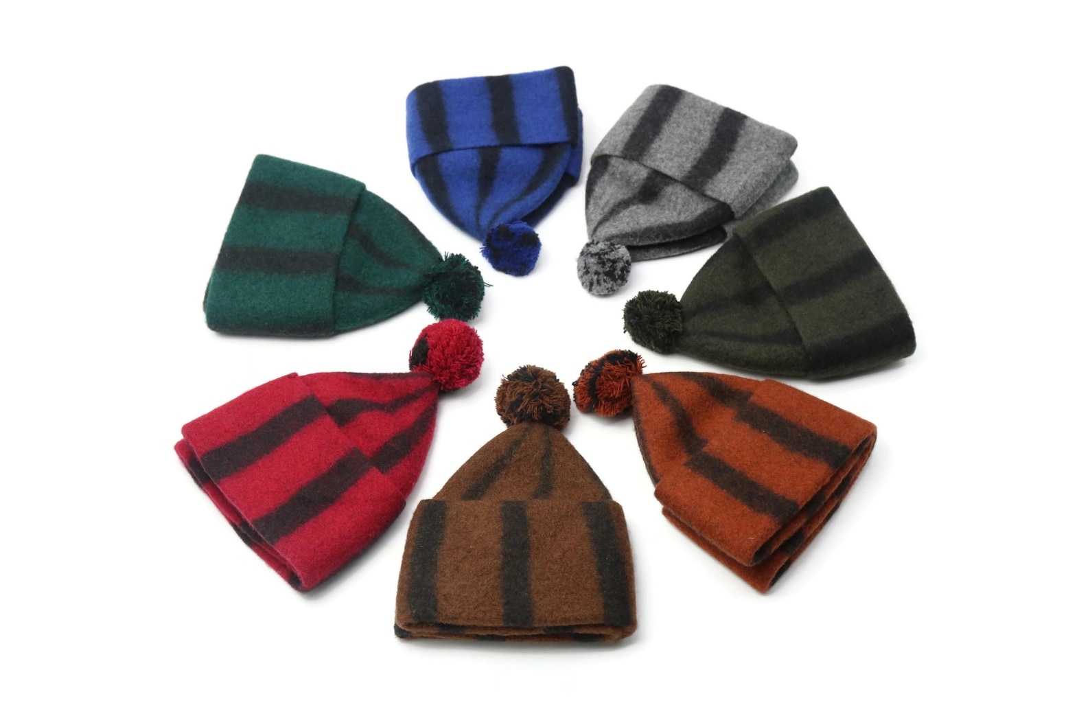 Handcrafted Brown and Black Striped Wool Hat With Pom-pom, Cozy Autumn ...