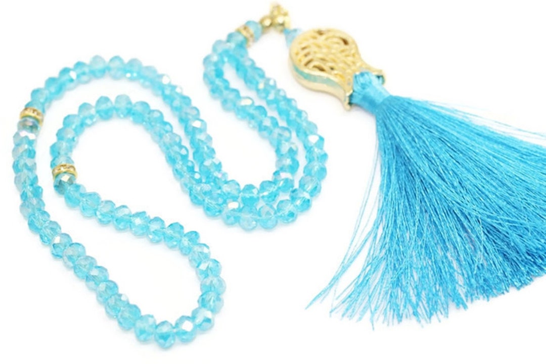 Blue Misbahas, Crystal Prayer Beads, Handmade Prayer Beads 99 Misbaha ...