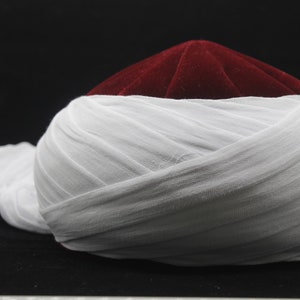 Bordeaux and White Dervish Hat, Unique Islamic Art, Dervish Clothin ...