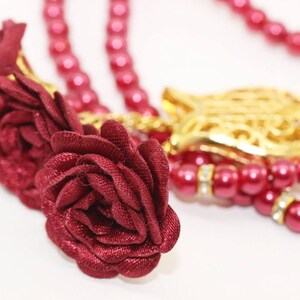 Claret Red Misbahas, Prayer Beads With Rose, Handmade Prayer Beads 99 ...