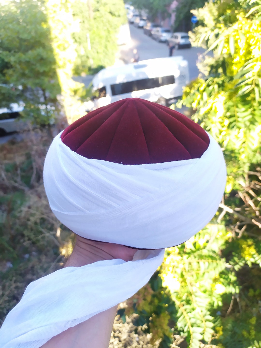 Handmade Red and White Dervish Hat, Unique Islamic Art, Dervish Clothin ...