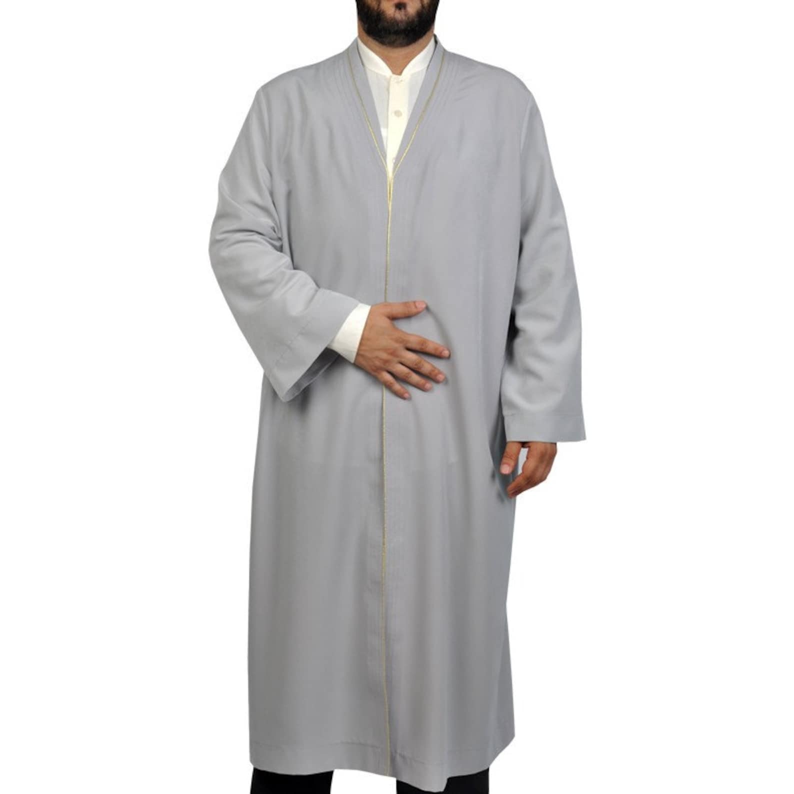 Muslim Long Kurta M L XL XXL Plain Mens Wear Grey Thobe - Etsy
