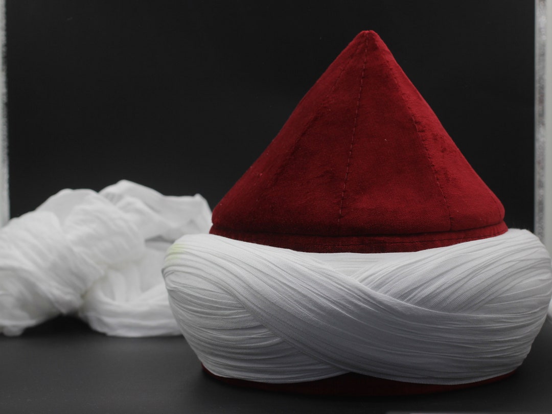 Prewrapped Naqshbandi Haqqani Cap, Red and White Cyprus Imamah, Unique ...