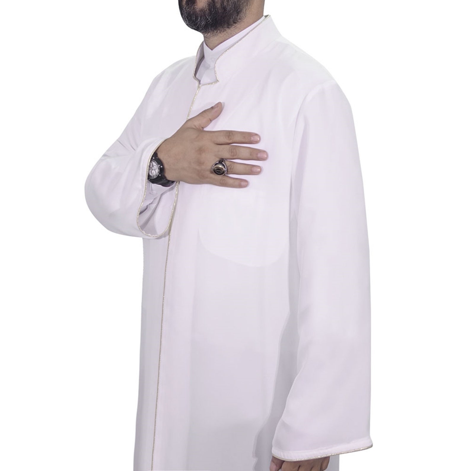 S M L XL XXL White Jubba With Bias Mens Wear Thobe - Etsy