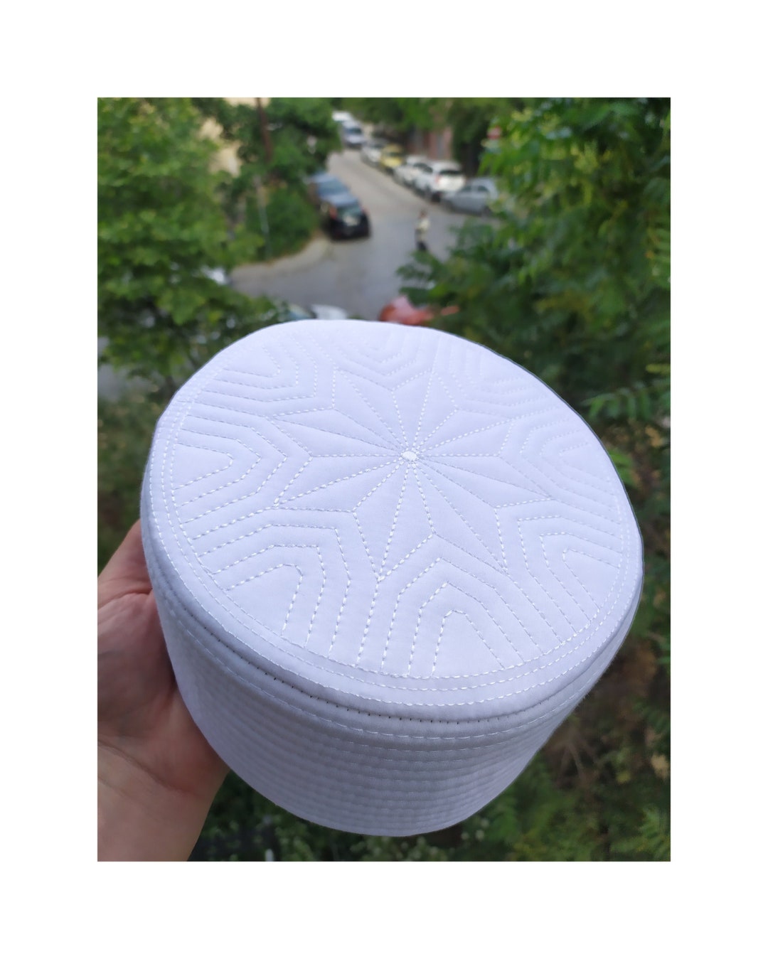 Star Design White Plain Kufi Cap, Good for Wrapping Imamah, Muslim Peci ...