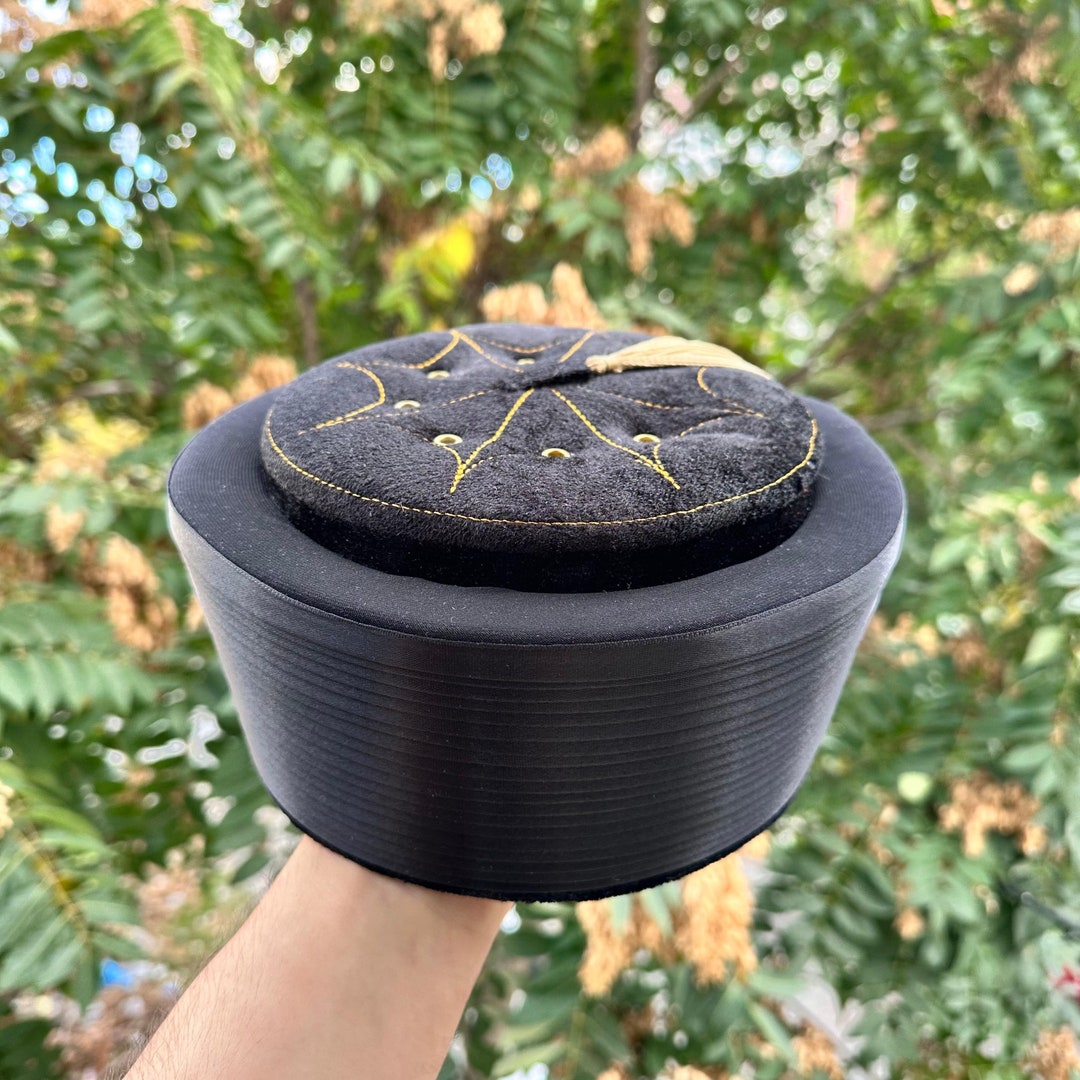 Black and Gold Classic Fez Imamah, Islamic Hat, Taqiyyah Islamic Prayer ...