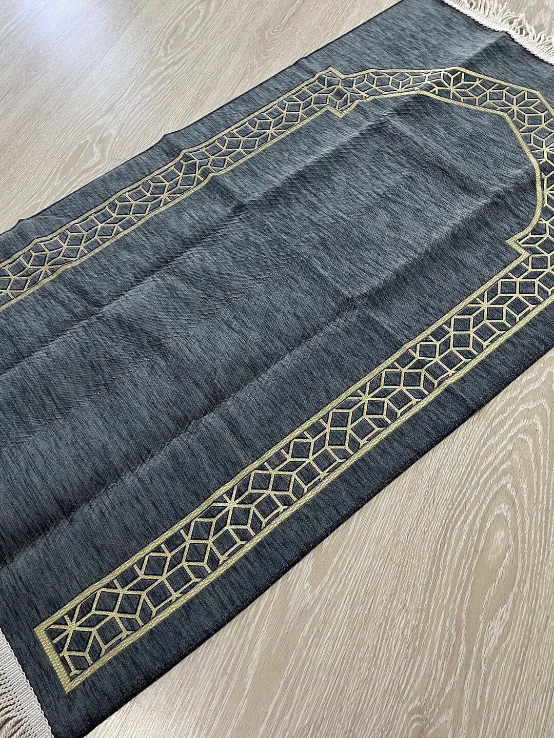 SALE Al-khwarizmi Grey Lux Prayer Mat, Chenille Fabric Sajjada ...