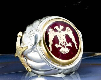Double Headed Eagle Seljuk Coat of Arms Ring - Etsy