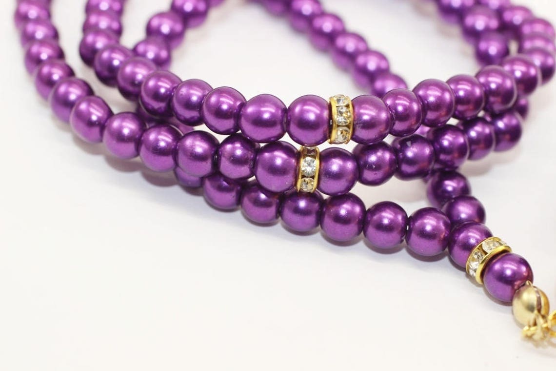 Purple Misbahas, Prayer Beads With Rose, Handmade Prayer Beads 99 ...