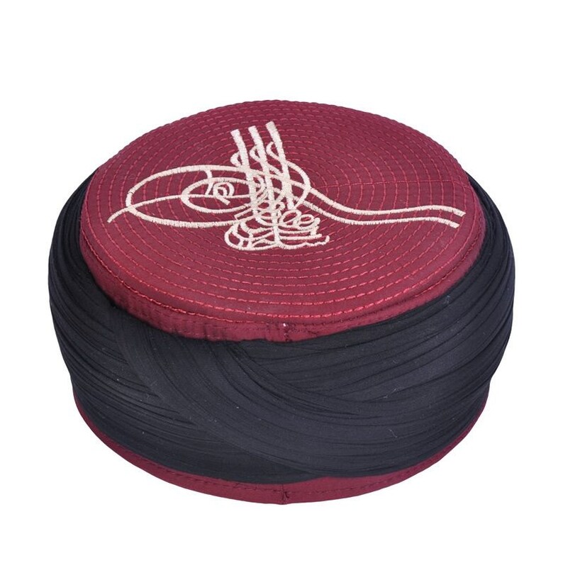 Hand Made Islamic Prayer Hat Claret Red & Black Tughra - Etsy