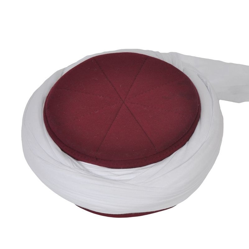 Handmade Imamah - Islamic Unique Art Red and White 8m Cloth Imamah ...